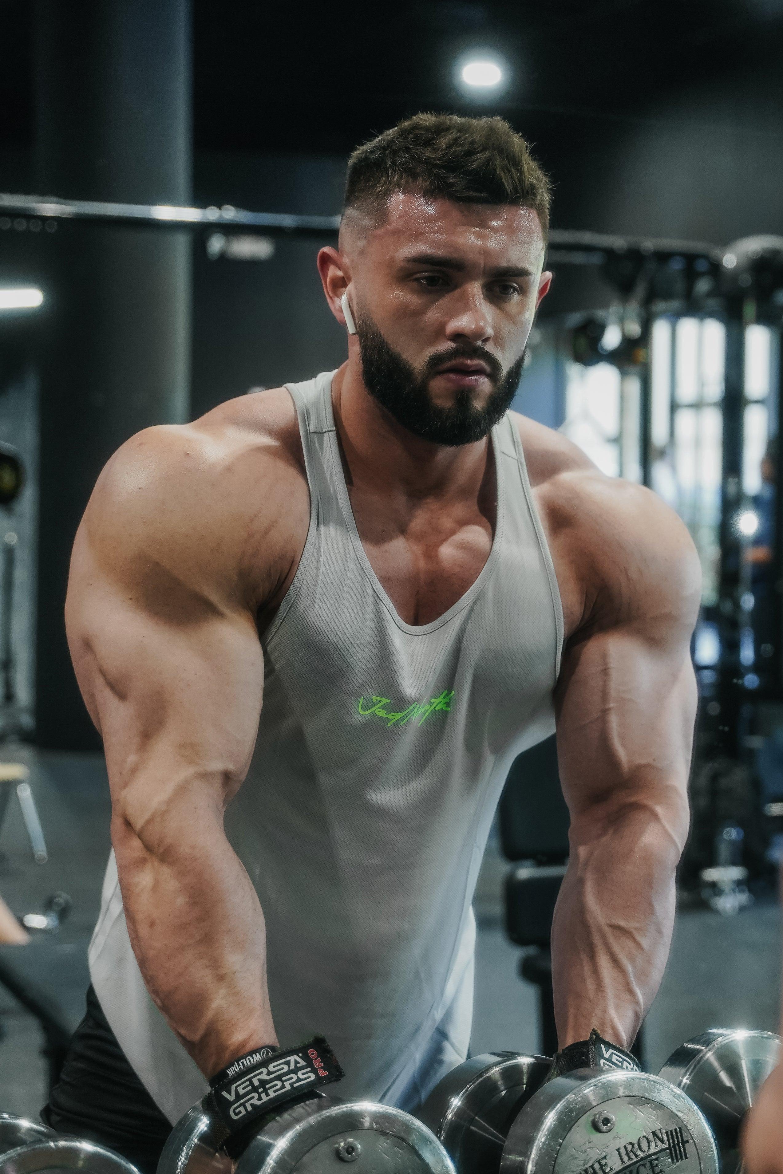 Fast-Dry Bodybuilding Workout Stringer - Light Gray Neon – Jed North Canada